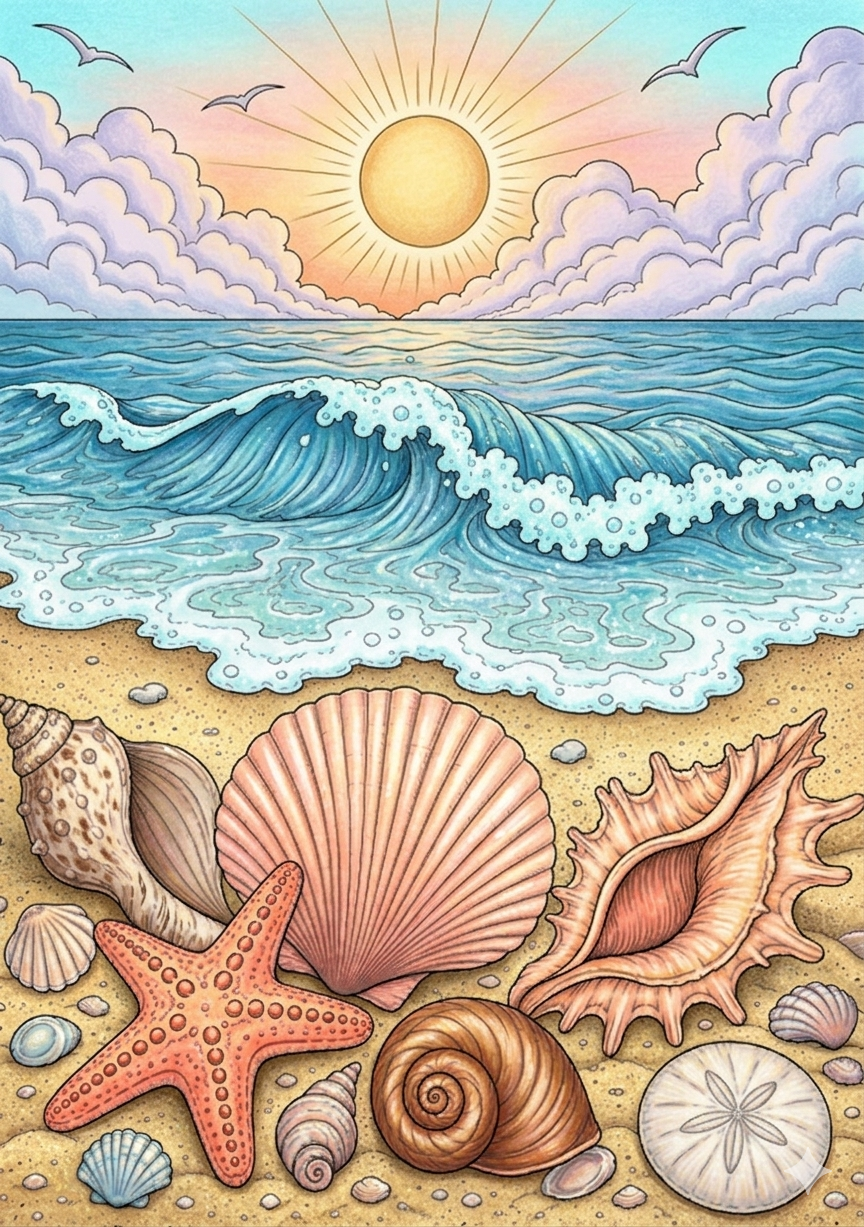 Ocean Escape: Relaxing Beach Coloring Pages for Stress Relief – Wellness