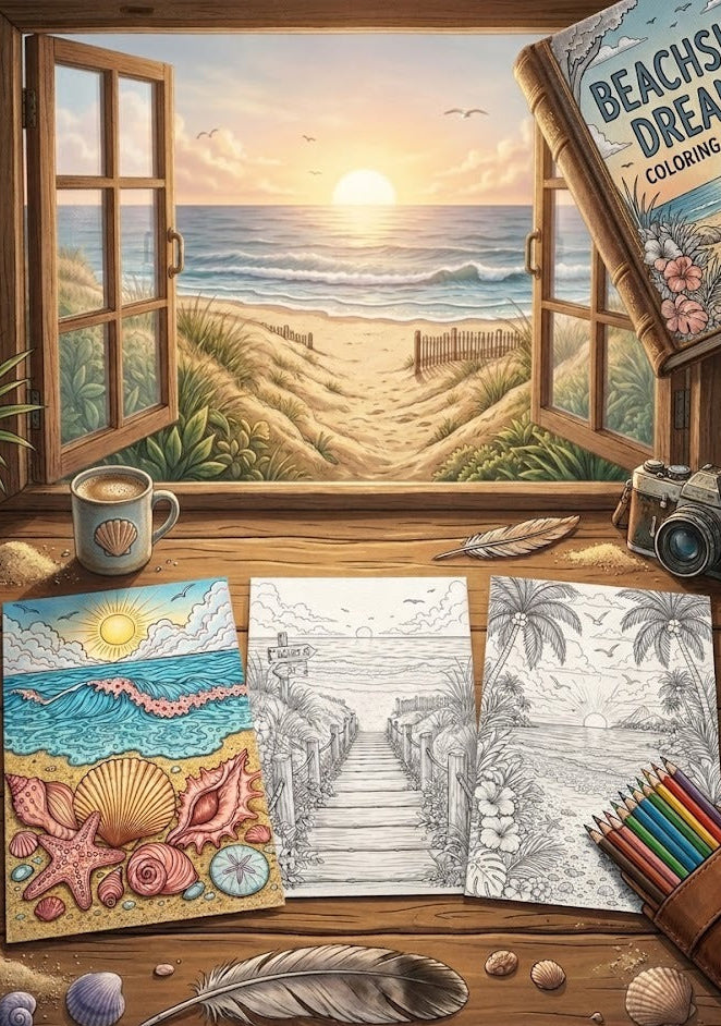 Ocean Escape: Relaxing Beach Coloring Pages for Stress Relief – Wellness