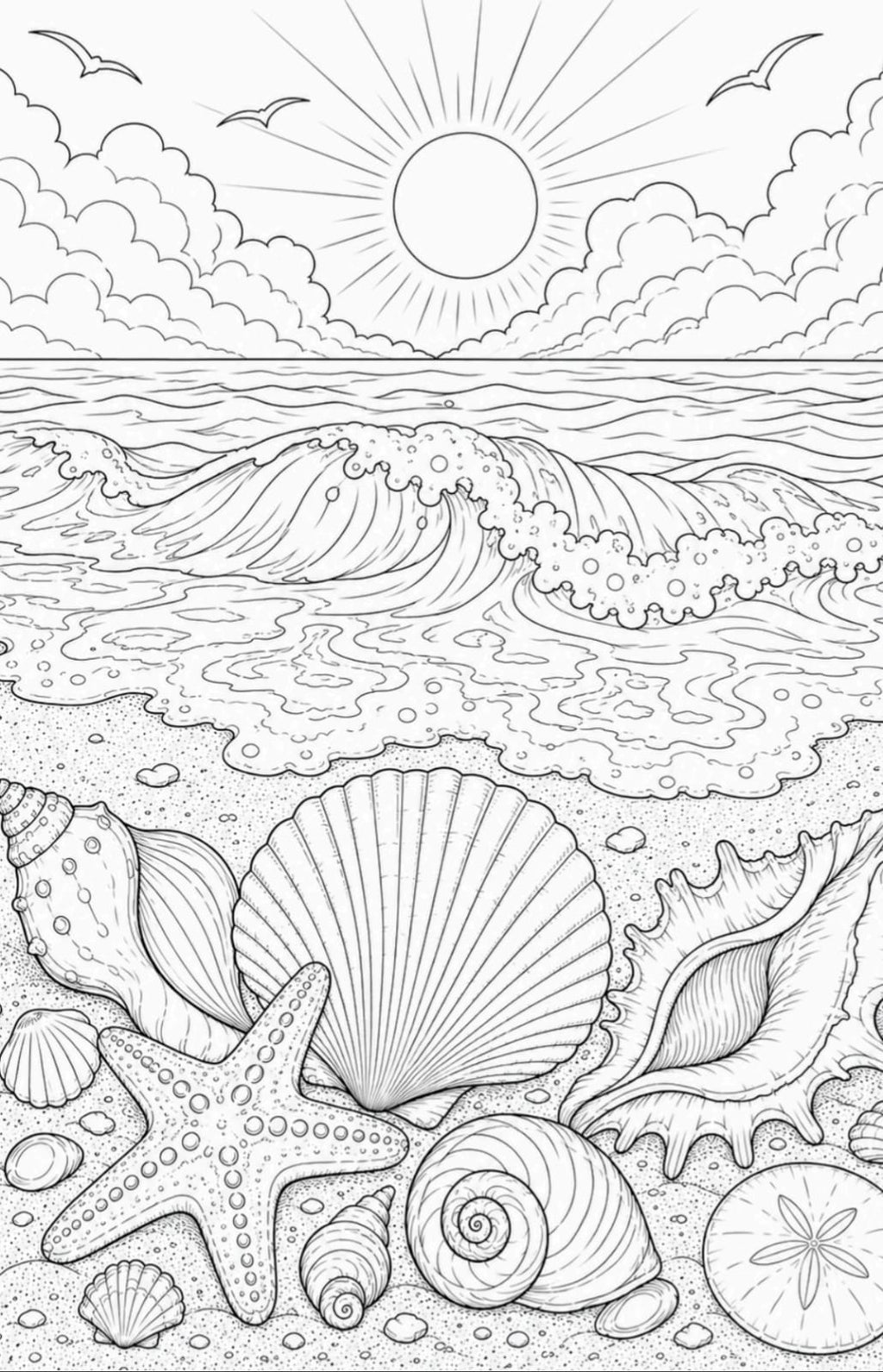 Ocean Escape: Relaxing Beach Coloring Pages for Stress Relief – Wellness
